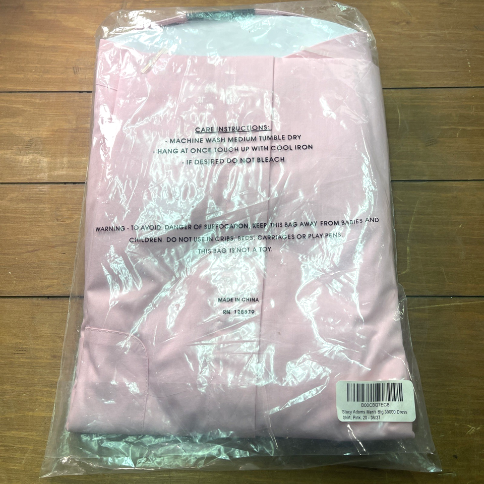 Stacy Adams Men's Dress Shirt Pink 20 36/37 LS French Cuff Hidden ...