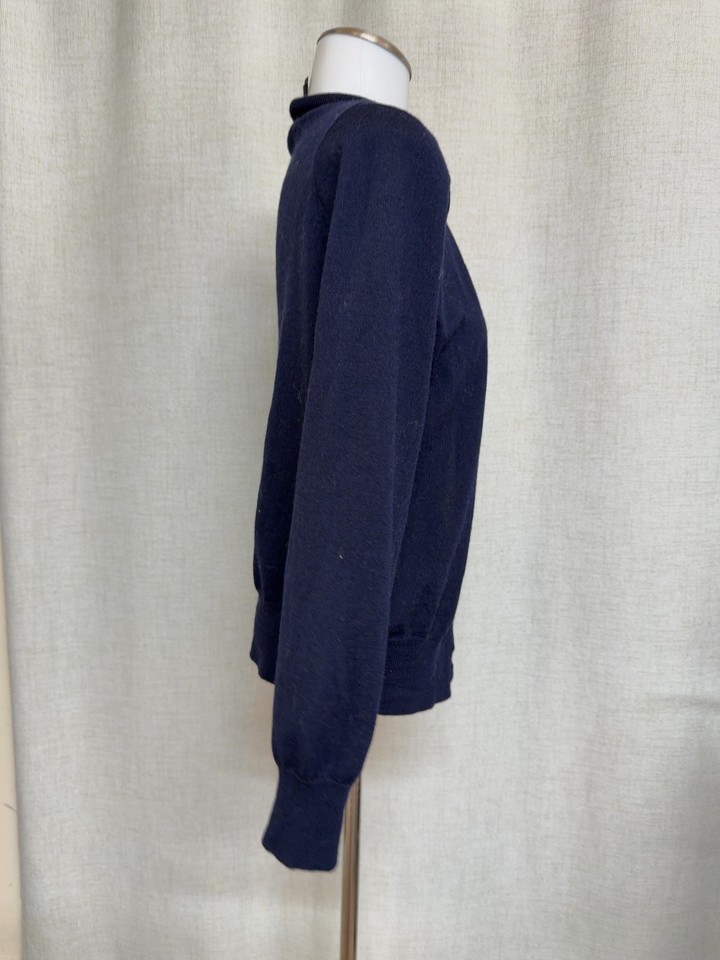 J. CREW Navy Blue Cardigan Sweater Button Front Classic Crew Neck sz M ...