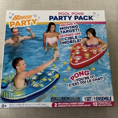 BANZAI Pool Pong Water Game Inflatable Table Ring Floating Summer Toy ...