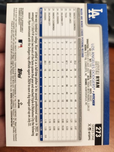 RIVER RYAN 2025 TOPPS BASEBALL FLAGSHIP REAL ONE RC ON CARD AUTO ...