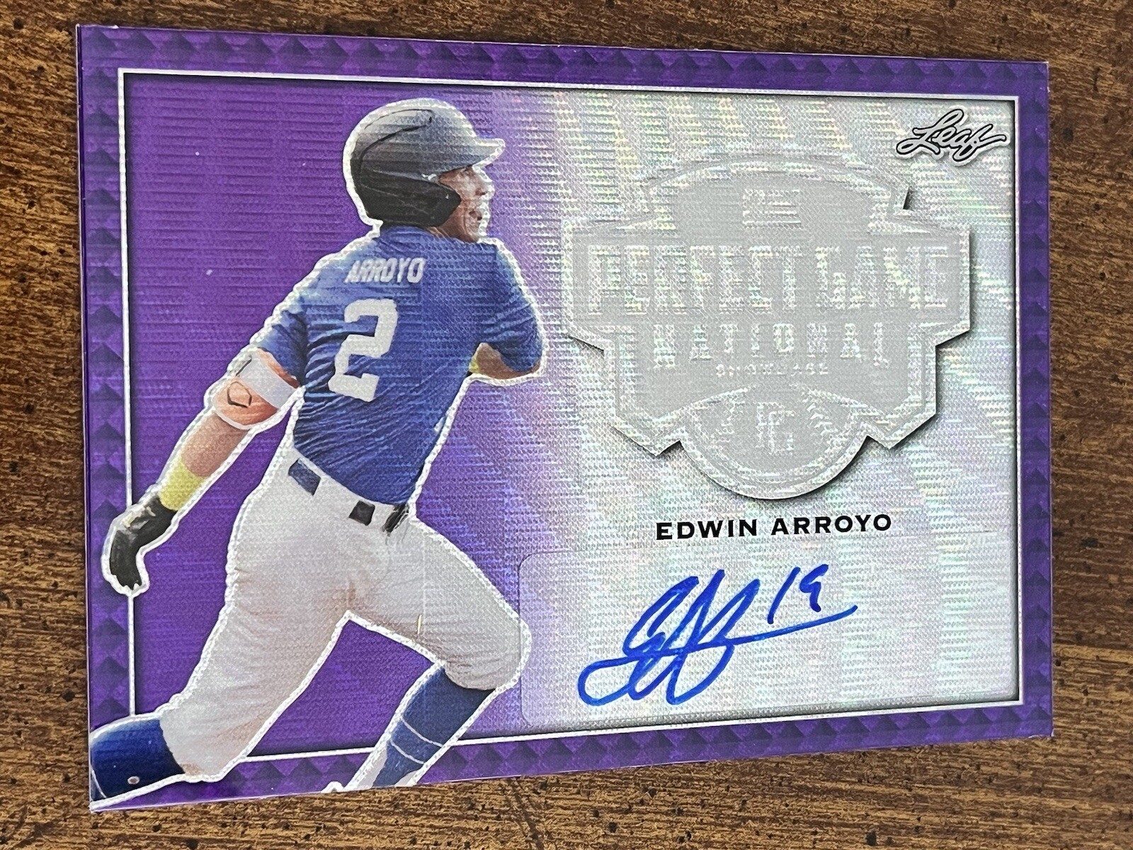 EDWIN ARROYO 2020 LEAF PERFECT GAME PURPLE WAVE AUTOGRAPH #5/8 MARINERS ...