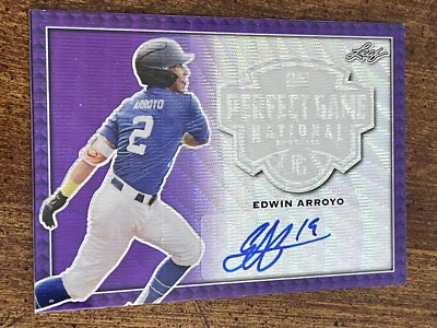 EDWIN ARROYO 2020 LEAF PERFECT GAME PURPLE WAVE AUTOGRAPH #5/8 MARINERS ...