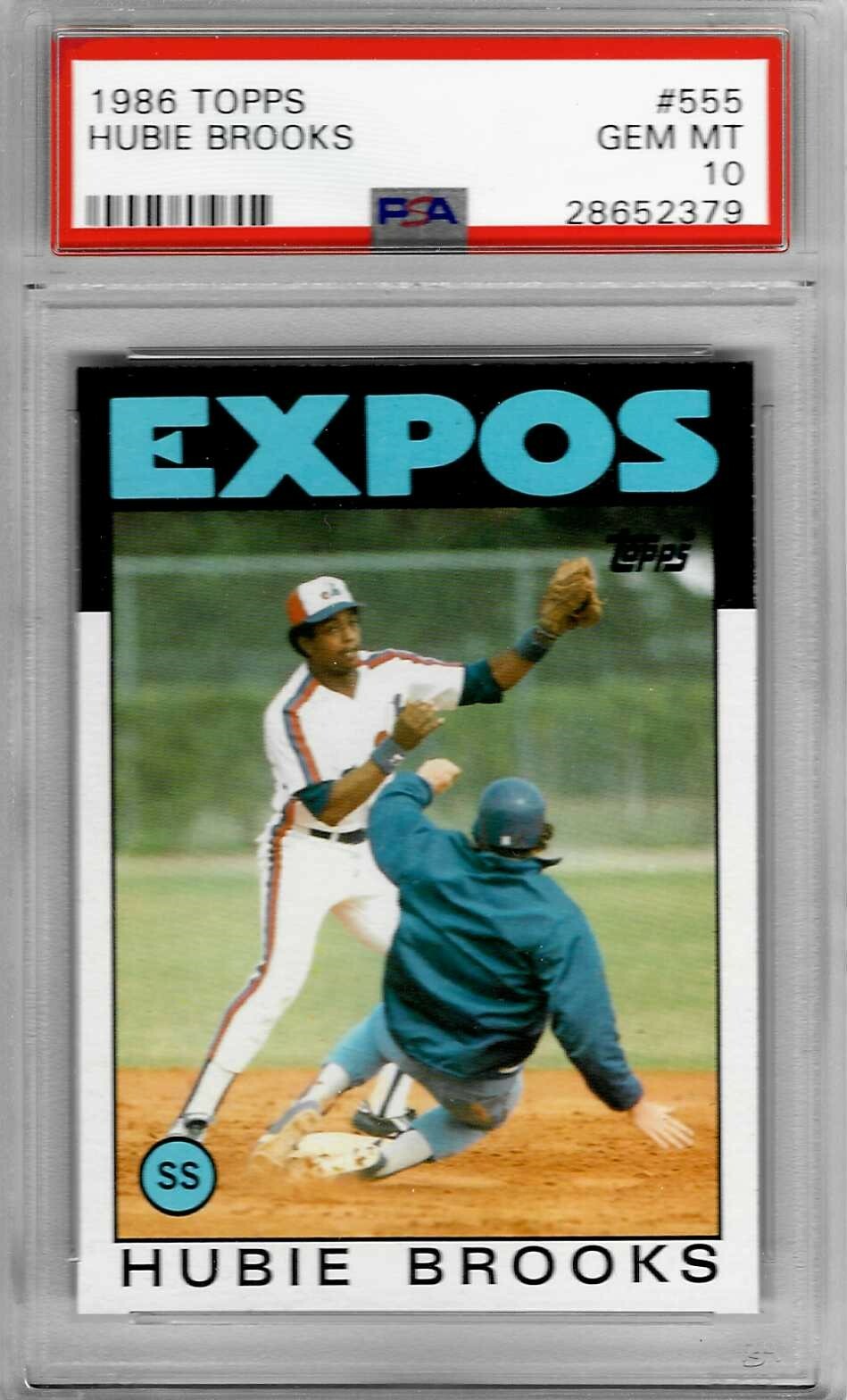 1986 Topps #555 - Hubie BROOKS - PSA 10+++ Expos - pop 3 | eBay