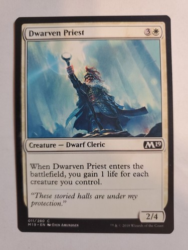 MTG Magic The Gathering Card Dwarven Priest Creature Dwarf Cleric White ...