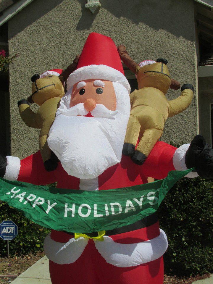 Gemmy 8 Foot Santa Claus & Reindeer Christmas Airblown Inflatable ...