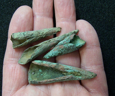 4 AUTHENTIC OLD COPPER CULTURE CONICAL POINTS FROM VILAS COUNTY ...