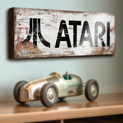 Atari Retro Style Sign Video Arcade Gaming White Wall Plaque Game Room ...