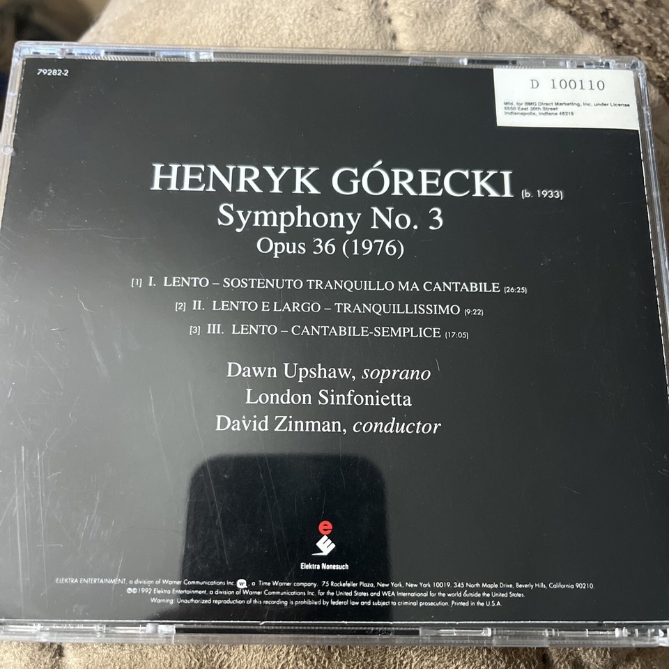 Henryk Gorecki - Symphony No. 3 - London Sinfonietta (CD, 1992, Elektra ...