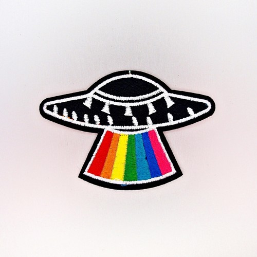 Rainbow UFO Patch — Iron On Badge Embroidered Motif — Space Spaceship Kids Fun | eBay Australia