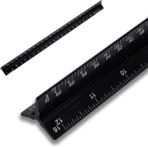 12 Inch Architectural Scale Ruler - Aluminum Metal Triangle Drafting ...