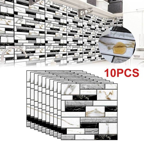 10Pcs 3D Tile Stickers Peel&Stick Bathroom Kitchen Backsplash ...