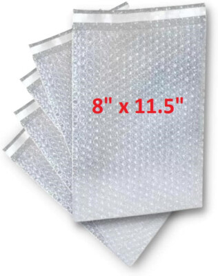 100 Pack 8x11.5 Bubble Pouches Out Bags Wrap Cushioning Self Seal Clear ...