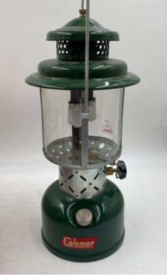 Coleman 220E Green Metal Glass Durable Dual Mantle Camping Gas Lantern | eBay