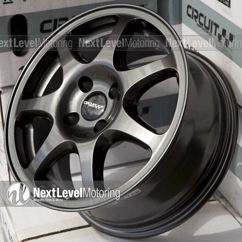 4 CIRCUIT CP42 15X7 5X114.3 +35 GUN METAL WHEELS USDM INTEGRA CIVIC D2C ...