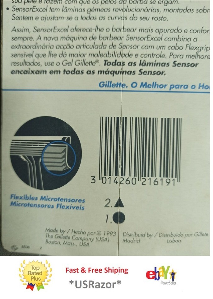 Original Gillette Sensor Excel Razor Metal Handle blade Shaver Made in ...