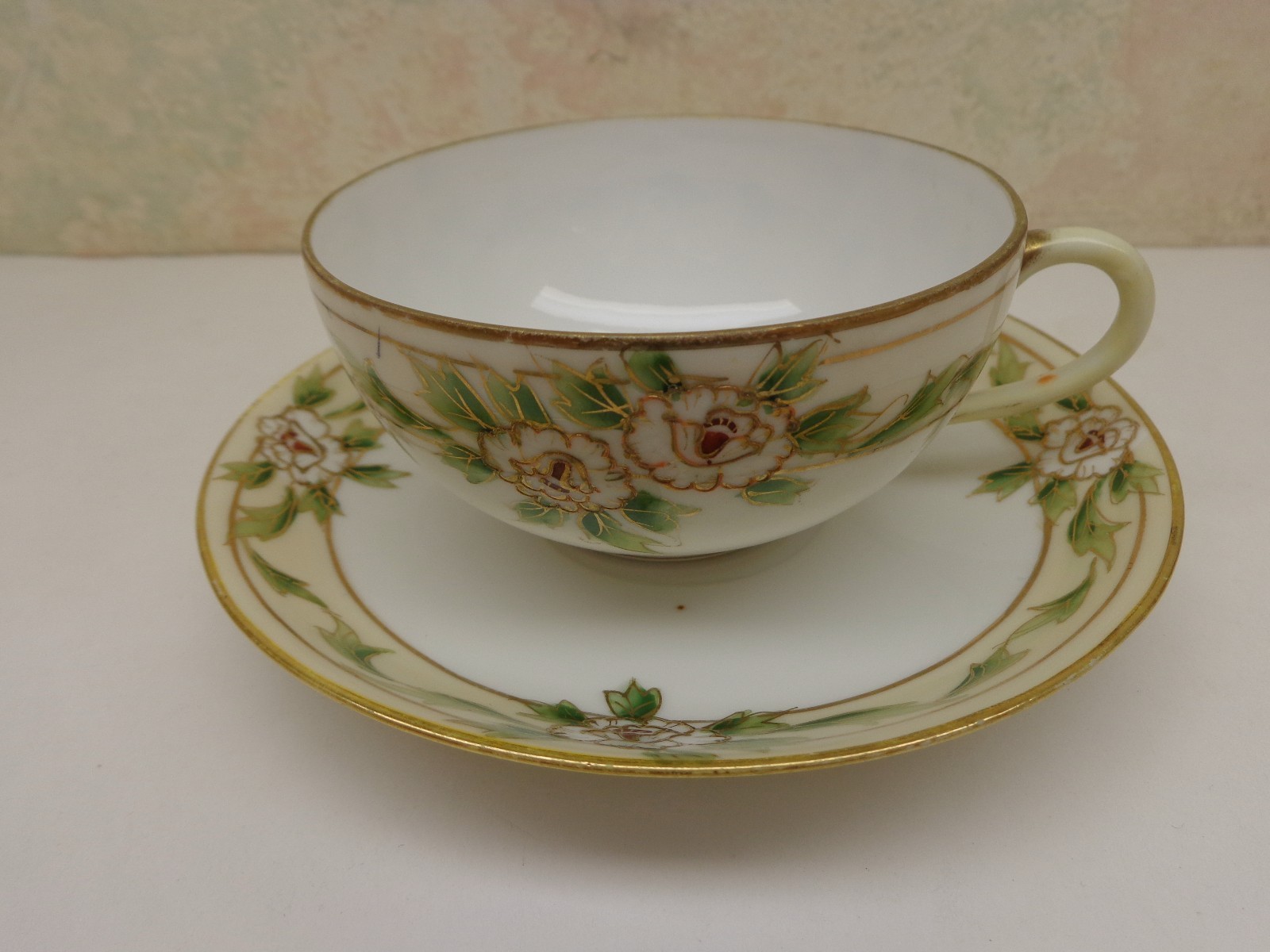 Antique Nippon Tea Cup Saucer Poppies Flower Japan Mark #180 Since 1912 ...