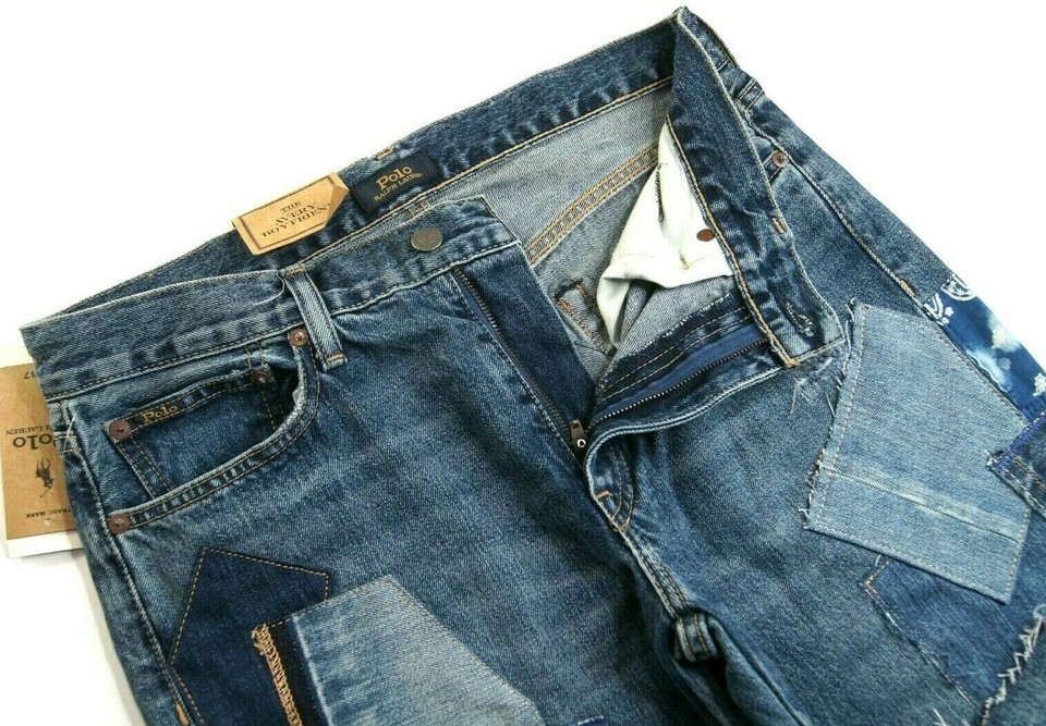 Polo Ralph Lauren Indigo Distressed Patchwork Repaired Stitched ...