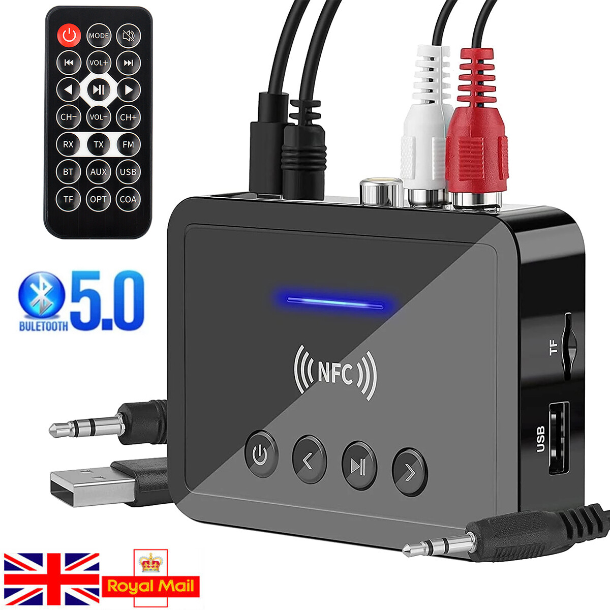 NFC Bluetooth 5.0 Wireless Audio Transmitter Receiver HiFi Music ...