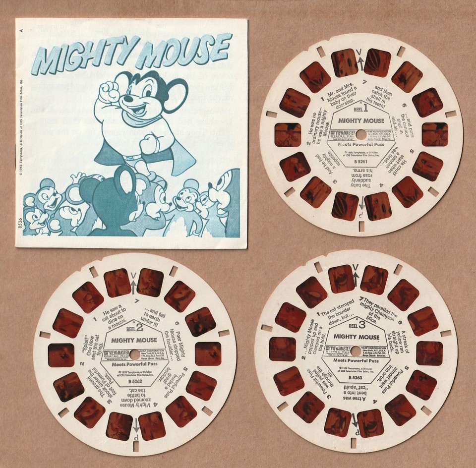 Complete set of three vintage View-Master reels Mighty Mouse 1958 | eBay