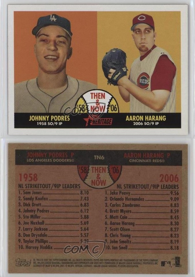 2007 Topps Heritage Then & Now Aaron Harang Johnny Podres #TN6 4l3 | eBay