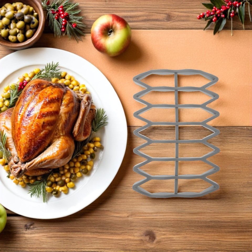 2 Pcs Baking Pan Liners Silicone Turkey Rack for Roasting Cooling Bbq ...