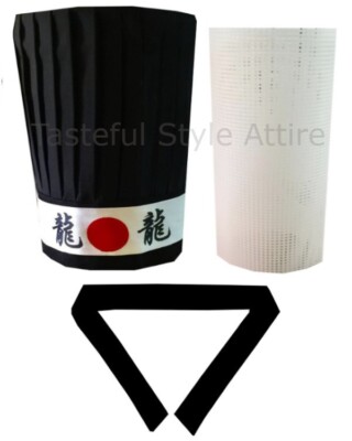 Japanese Steakhouse Grill Chef Uniform Hibachi Chef Tall Hat Set Tall ...