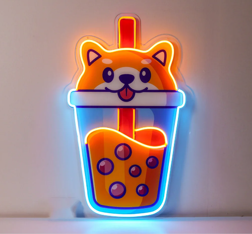 boba iced tea shop store window food custom made neon sign uv printing ...