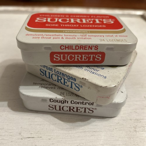 Vintage Sucrets Cherry Flavor Sore Throat Tins Lot 3 Count Cough ...