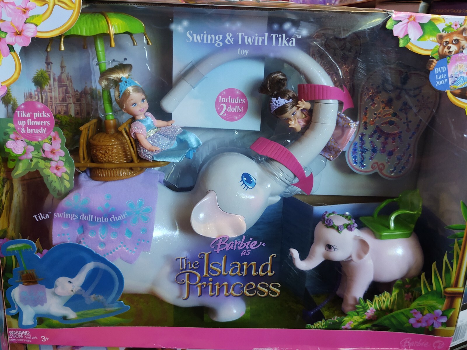 2007 Barbies as The Island Princess Swing & Twirl Tika Kelly with Pink ...