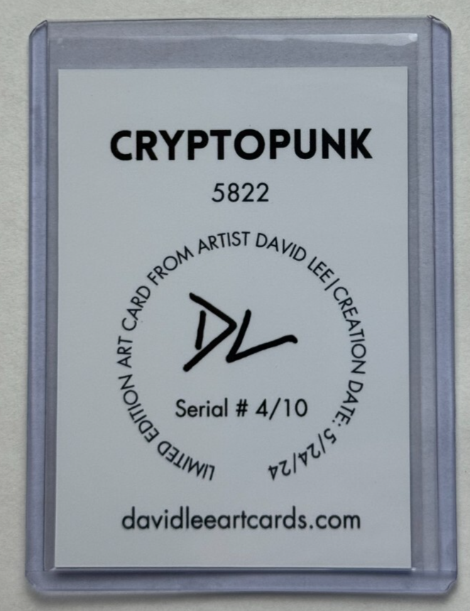 CryptoPunk 5822 Limited Edition Artist Signed Alien Punk Trading Card 4 ...