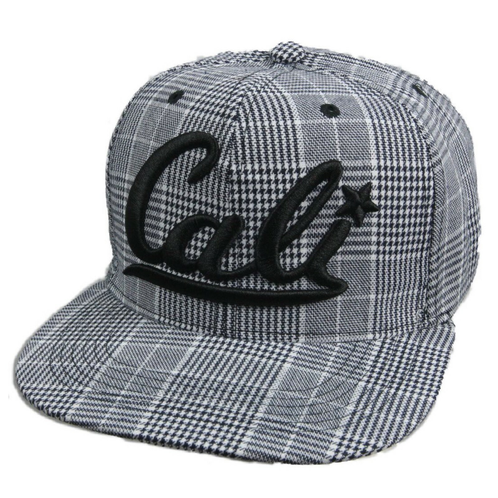 Baseball Cap CALI Sun Hat CA Check Snapback Flat Bill Hip Hop ...
