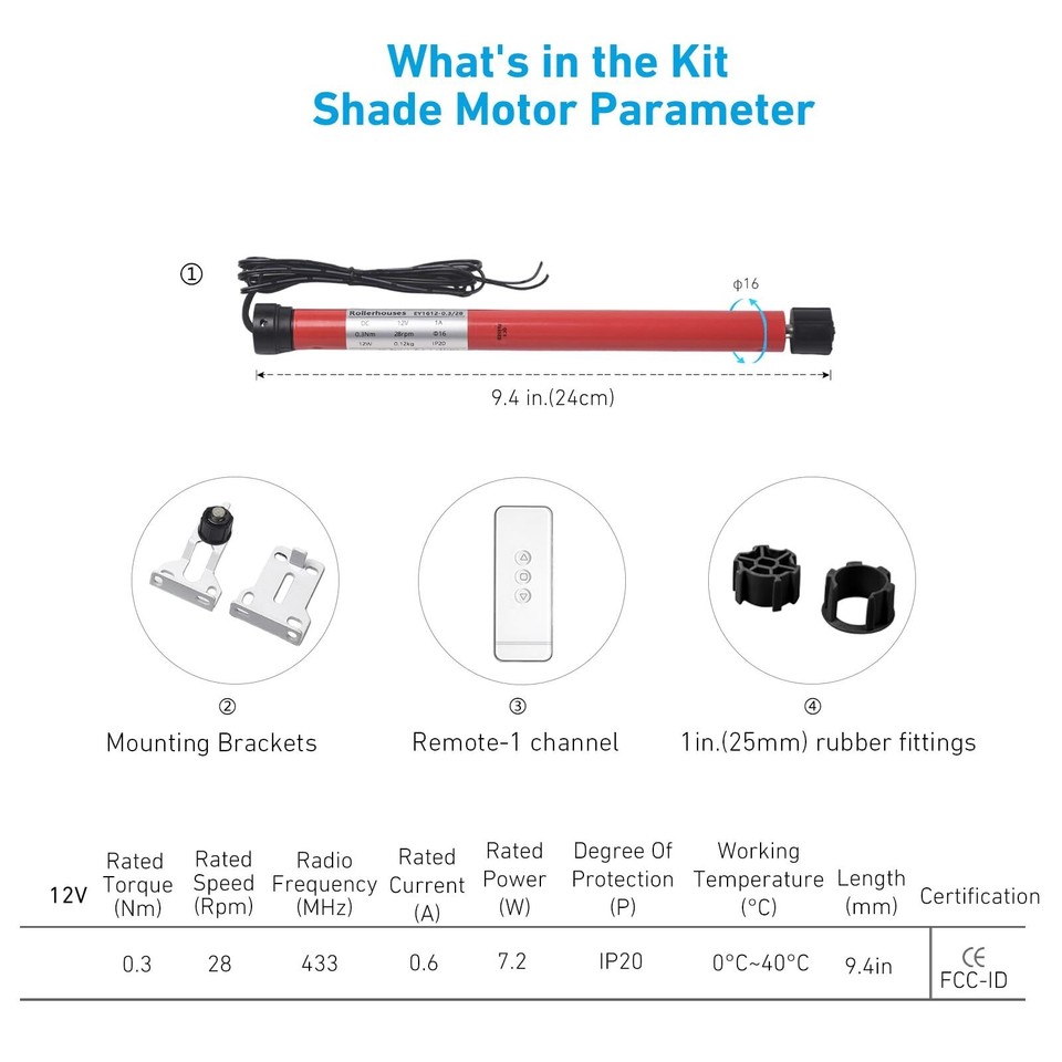 RTS 12V DC Radio Controlled Tubular Motors for Electric Mini Roller ...