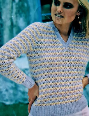 1980s Honeycomb Brushed Eyelet Lace Two Tone DK Thorobred 170 Knitting ...