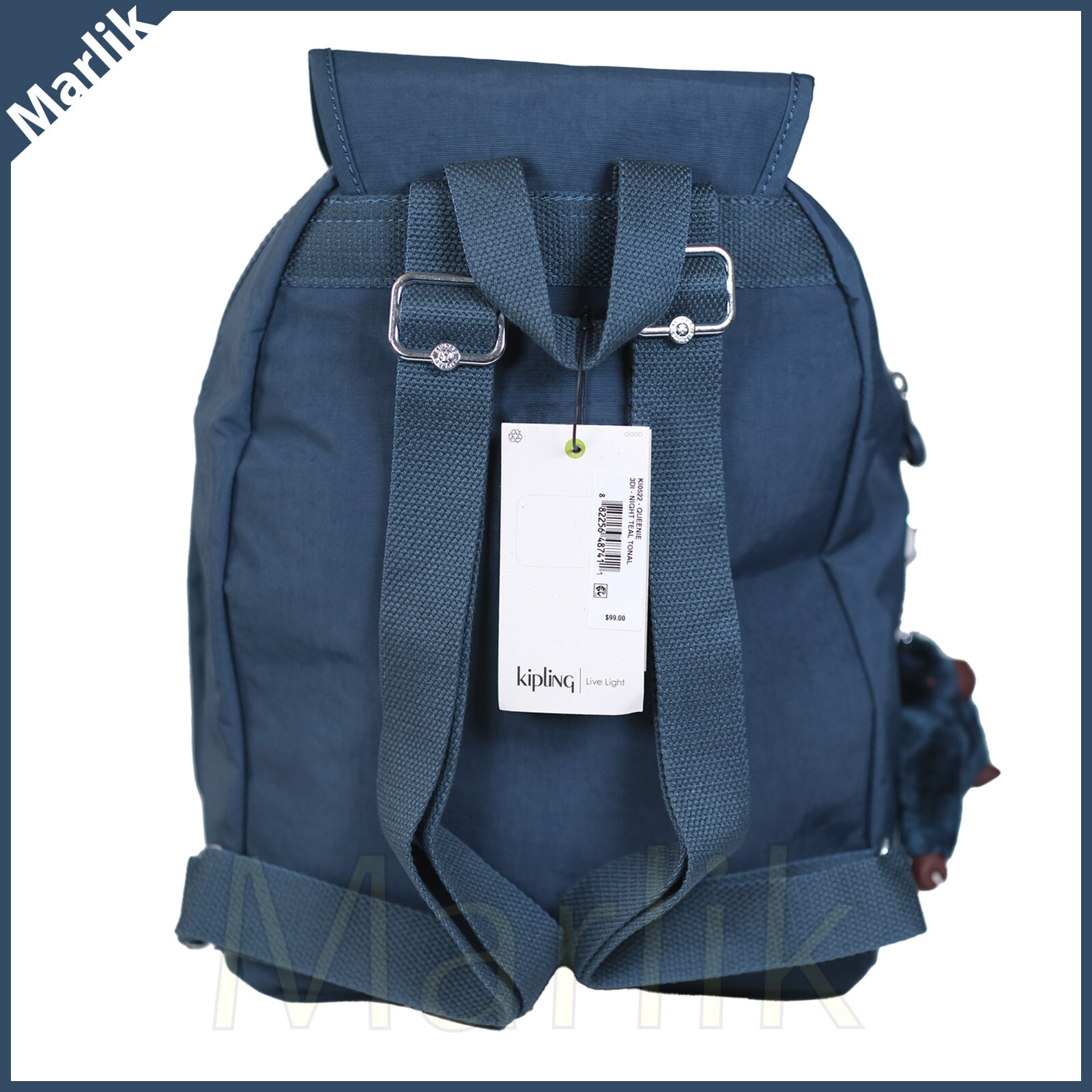 Genuine Kipling Queenie Backpack With Keychain KI0522, Night Teal Tonal ...