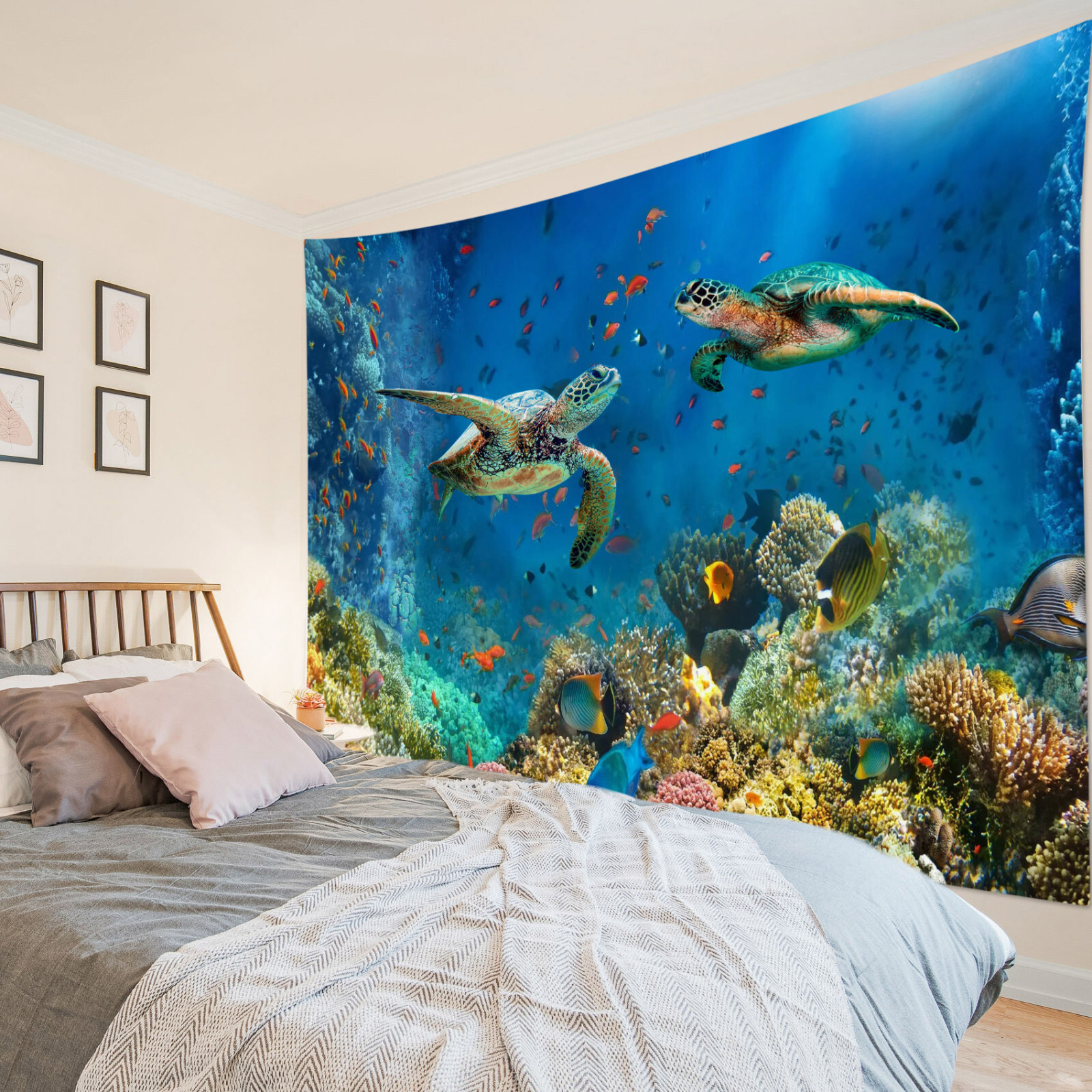 Coastal Ocean Tropical Fish Sea Turtle Tapestry for Bedroom Living Room ...