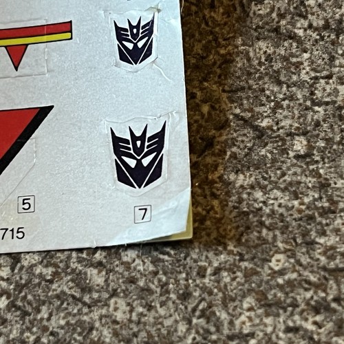 Transformers G1 Scavenger Unused Decal Sticker Sheet Devastator 5916 / ...