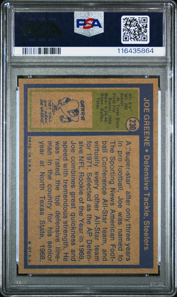1972 TOPPS #230 JOE GREENE PSA 6 | eBay