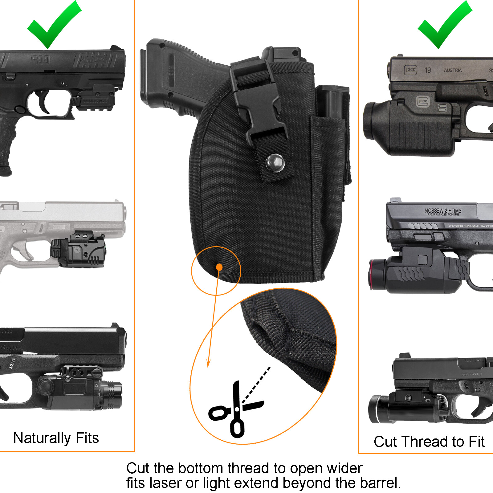 Flashlight Laser/Light IWB OWB Tactical Gun Holster with Mag Pouch ...