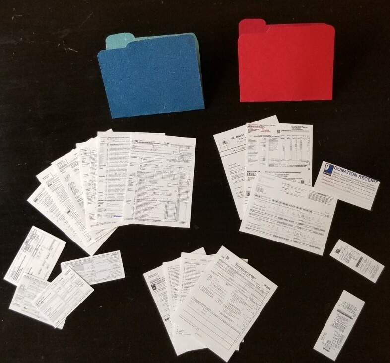 1/6 SCALE Mini TAXES Federal + State, (NY) 2 File Folders + 19 ...