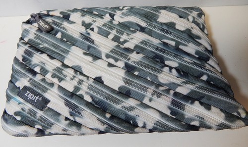 NEW ZipIt ZIP IT Zipper Pouch Cosmetic Bag Gray & White Reusable Eco ...