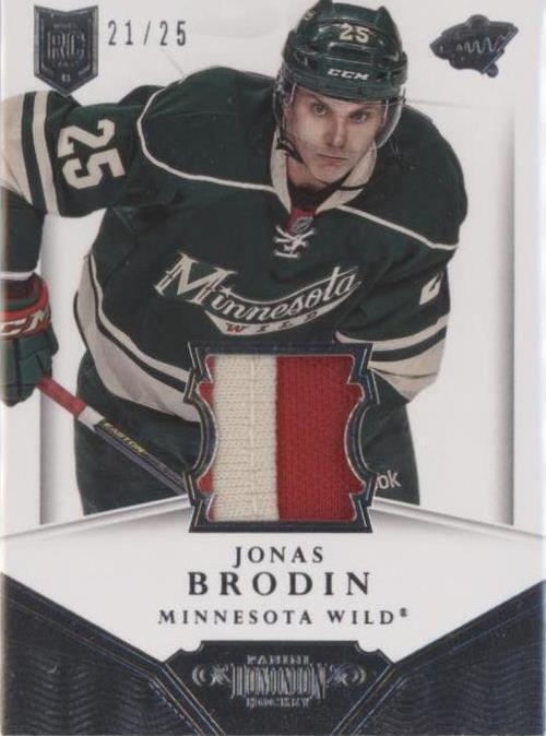 2013-14 Panini Dominion - Authentic Material Jonas Brodin #D-JB Prime ...