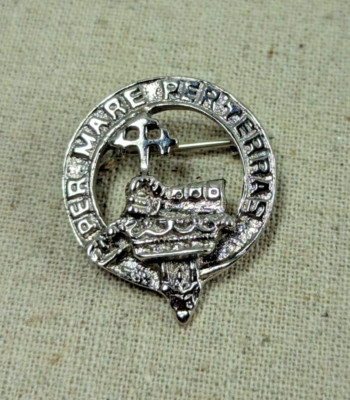 Vintage Mac Donald Clan Brooch Pin Silver round Per Mare Per Terras | eBay