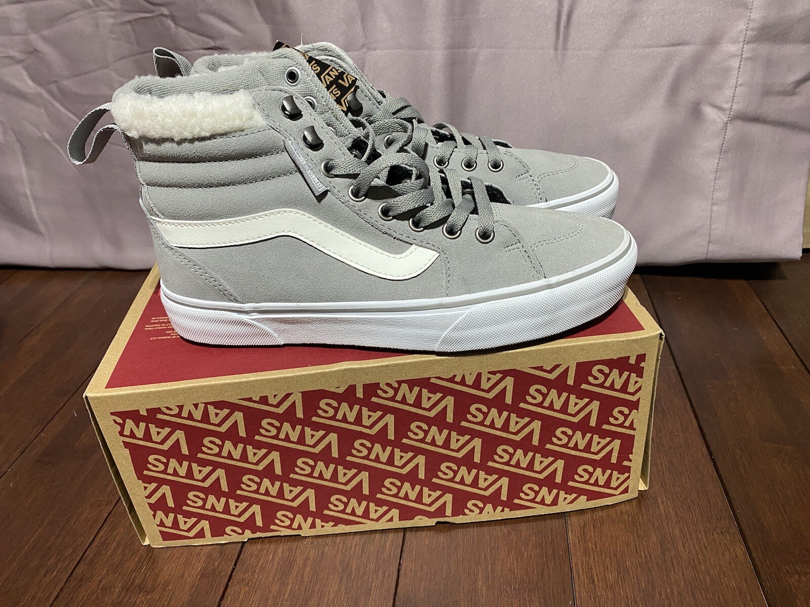 VANS GRAY WHITE STRIPE HIGH TOP FILMORE SNEAKERS SIZE 8.5M RET.79.99 ...