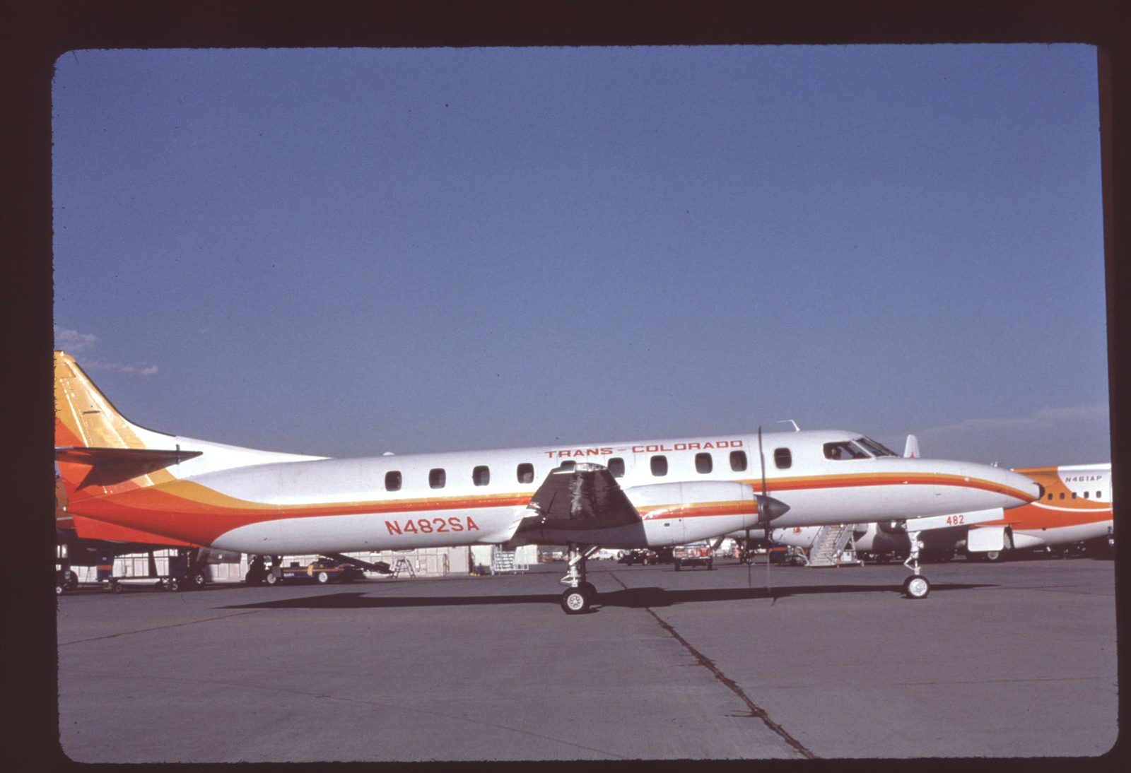 Dupe 35mm airline slide Trans-Colorado Airlines Metroliner III N482SA ...