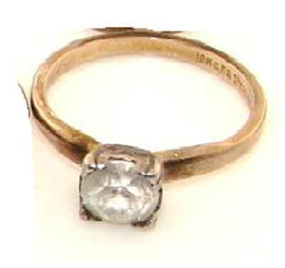 10K G.F. & STERLING SILVER RING WITH A CLEAR STONE | eBay
