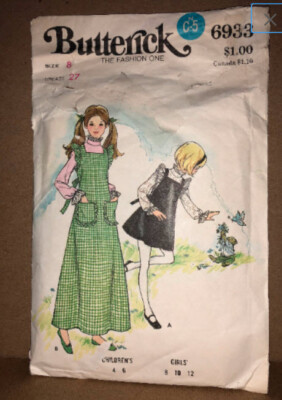 1970s #6933 Vintage Butterick Sewing Pattern - Girls' Jumper & Blouse ...