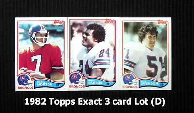 Craig Morton / Rick Parros / Bob Swenson 1982 Topps Exact 3 Card Lot (D ...