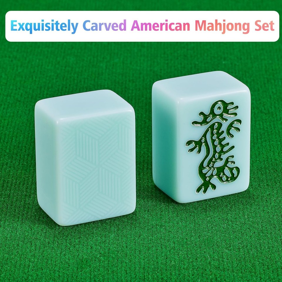 American Mahjong Set 166 Premium Jade Green Mahjong Tiles Large Mahjong ...