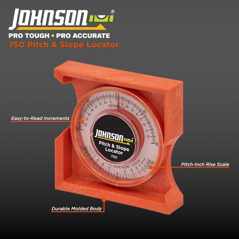 Johnson Level & Tool 750 Pitch & Slope 8.75 L x 4.75 W x 0.88 H, Clear ...