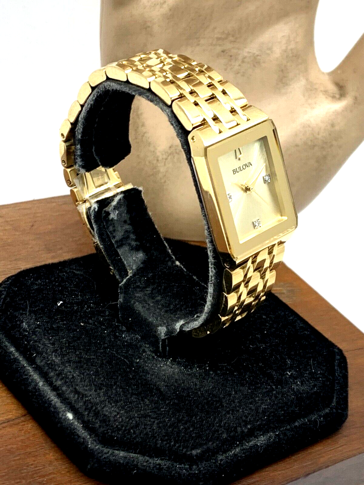Bulova Women’s Watch 97P140 Quartz Diamond Dial Gold Tone Stainless ...